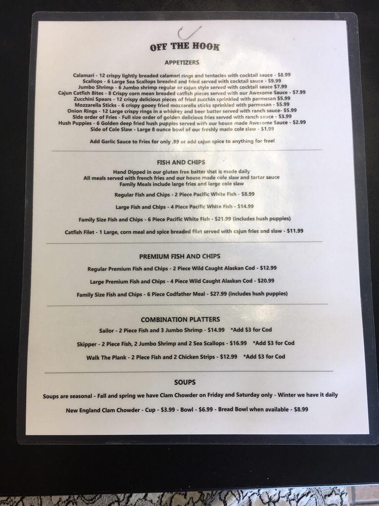 Menu at Off The Hook Seafood restaurant, Las Vegas, S Buffalo Dr #105