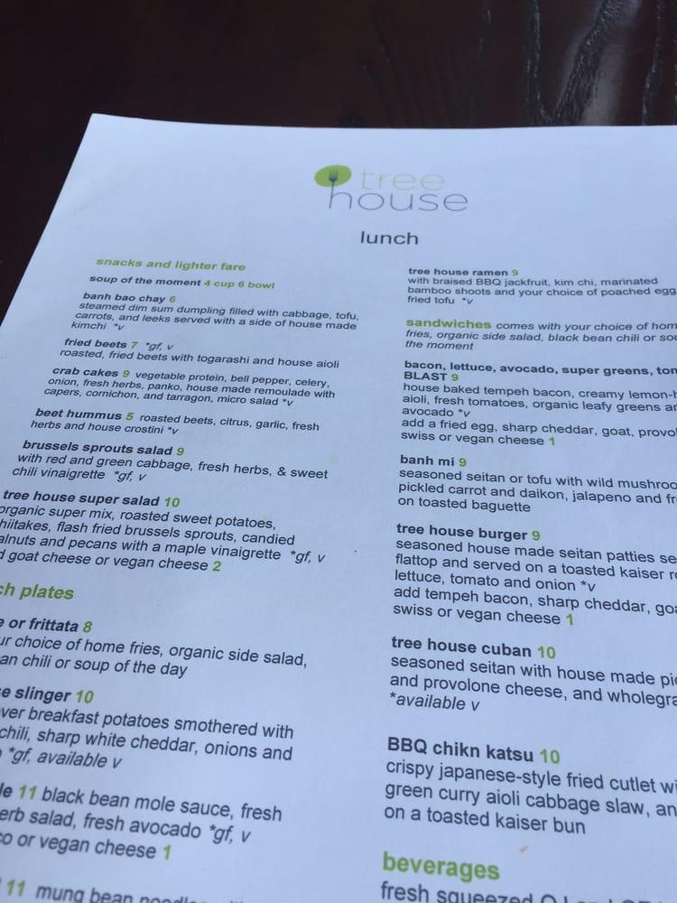 Menu at Tree House Restaurant, St. Louis