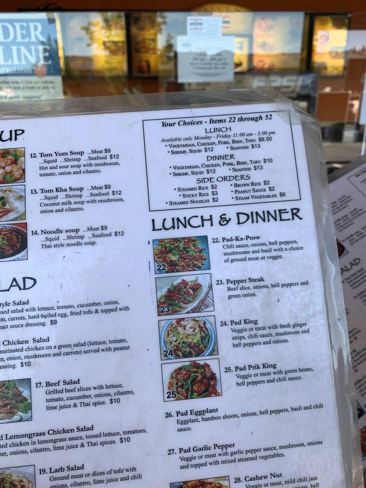 Menu at 7 Seven Thai Restaurant, Roseburg
