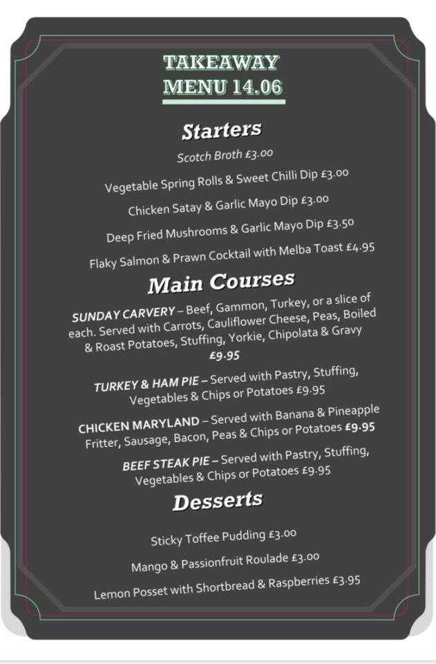 Menu at Ban-Car Hotel restaurant, England