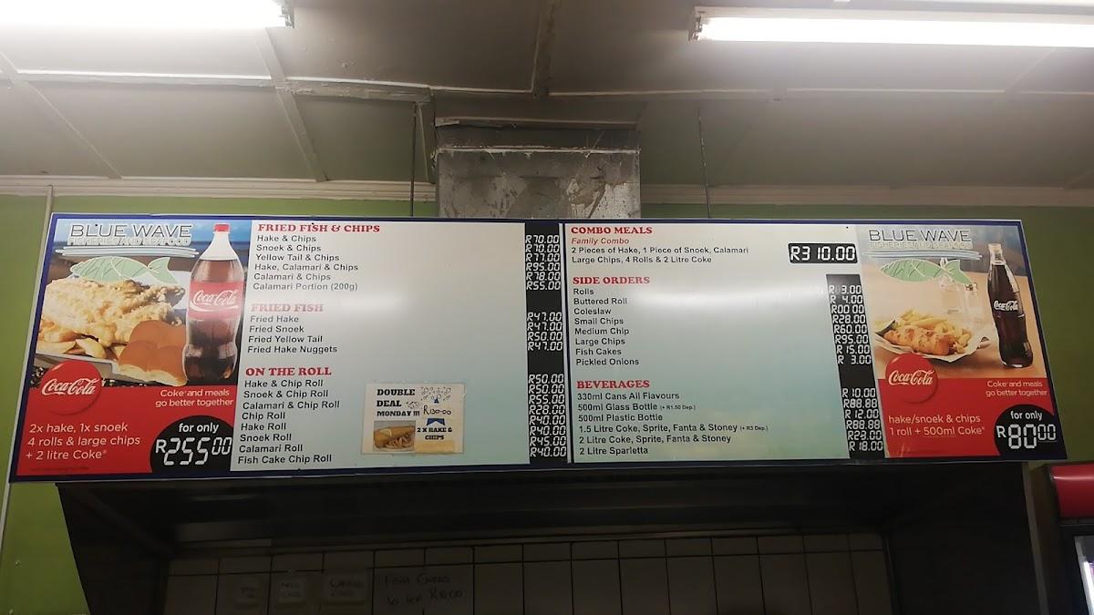 Menu at Blue Wave Fisheries And Seafood restaurant, Cape Town