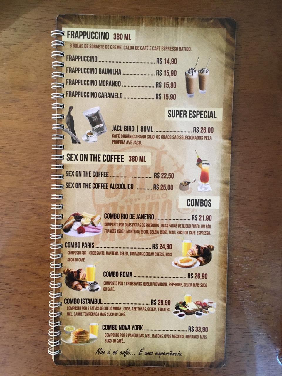 Menu at Cafeteria Café pelo Mundo, Niterói