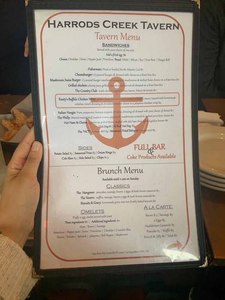 Menu at Harrods Creek Tavern pub & bar, Prospect