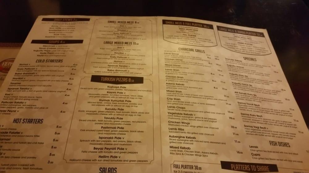 Menu at Kervan Sofrasi Restaurant, London, 183 High Rd