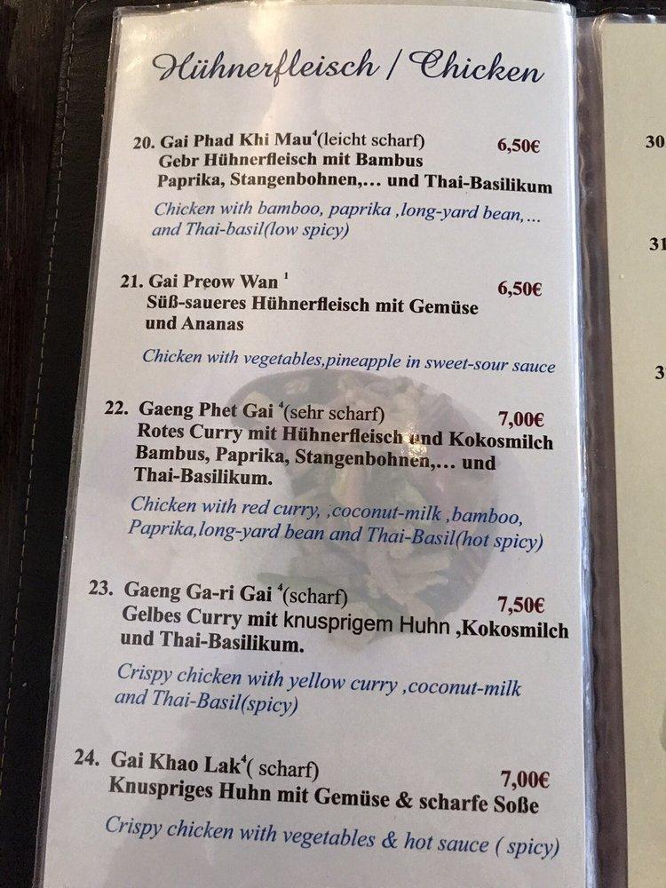 Menu at Khao Lak restaurant, Mehlingen