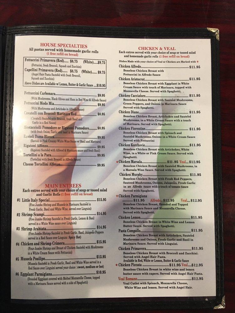 Menu at Little Italy Restaurant, Tyler, S Broadway Ave