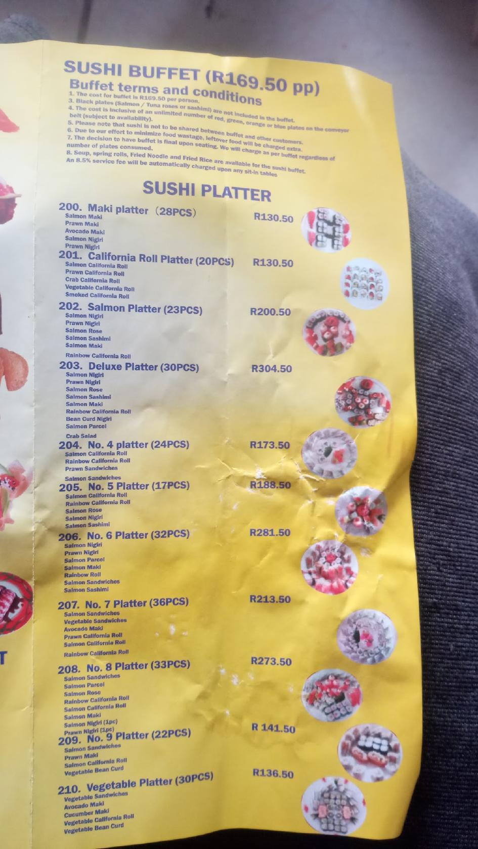 Menu at Macau Cuisine restaurant, Springs