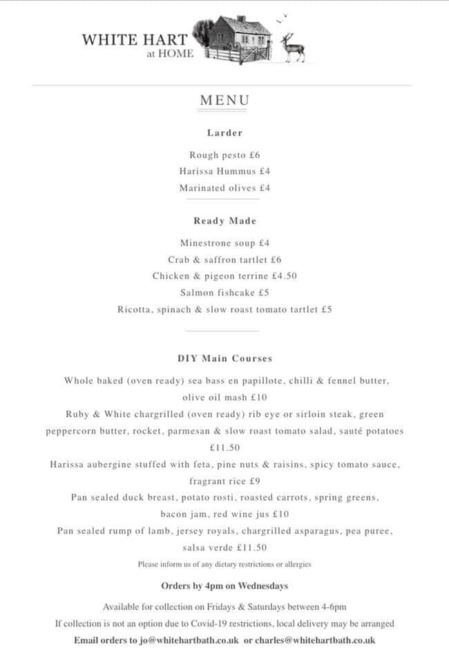 Menu at The White Hart pub & bar, Bath, Widcombe Hill