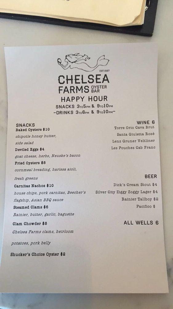 Menu at Chelsea Farms Oyster Bar, Olympia