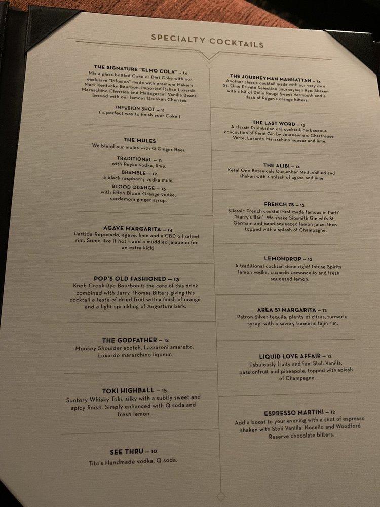 Menu at 1933 Lounge by St. Elmo pub & bar, Fishers, District N Dr Suite 1120