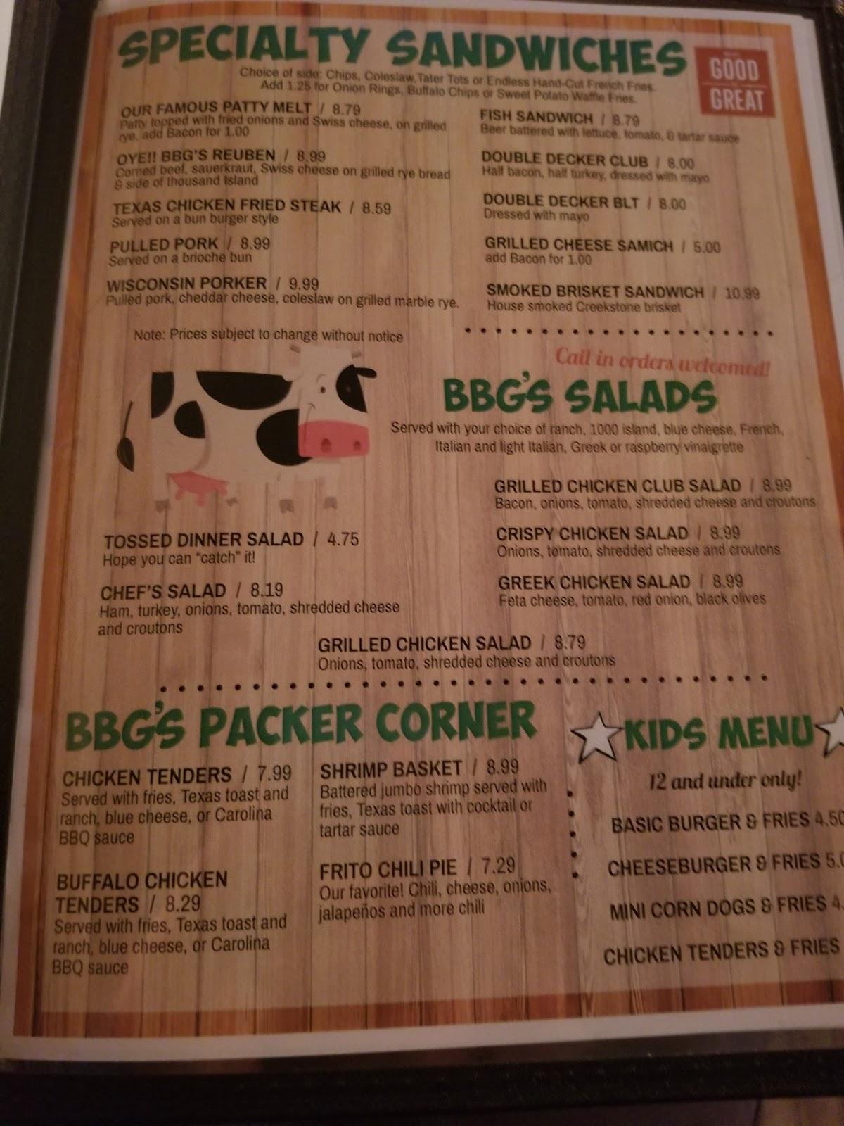 Menu at Burgers Bar & Grill Phillips, Phillips