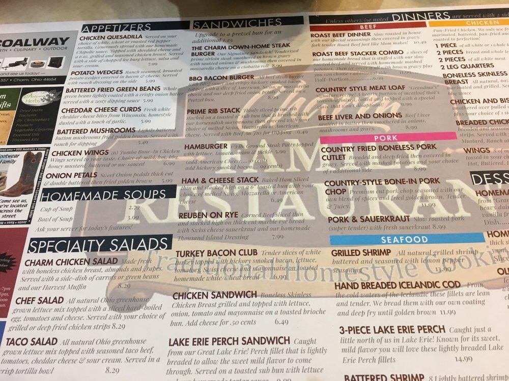 Menu at Charm Family Restaurant, Charm