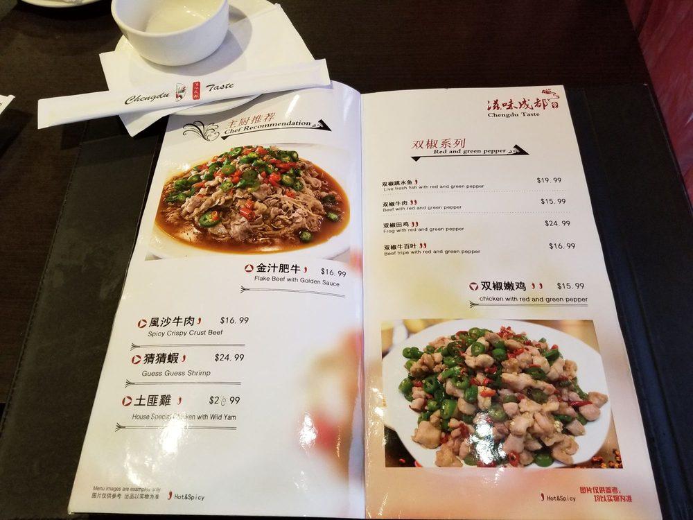 Menu at Chengdu Taste restaurant, Alhambra