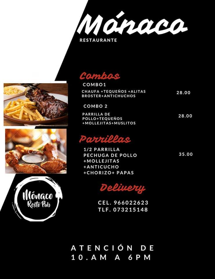 Menu at Mónaco Restaurant - cevicheria, Sullana, CALLE EL ALTO 851 URB ...