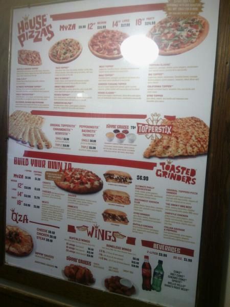 Menu at Toppers Pizza pizzeria, Minneapolis, Lyndale Ave S