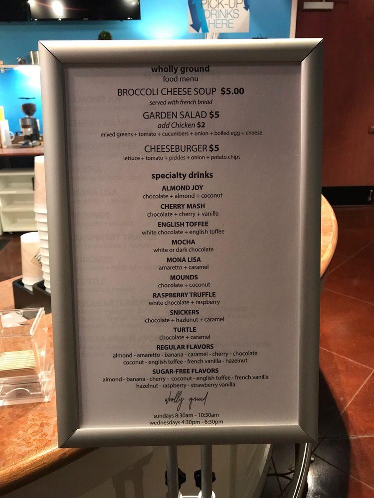 Menu at Wholly Ground Cafe, Hot Springs