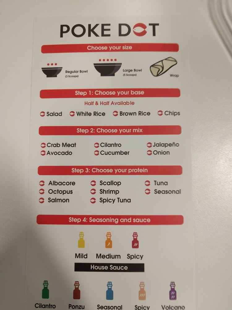 Menu at Poke Dot restaurant, Irvine