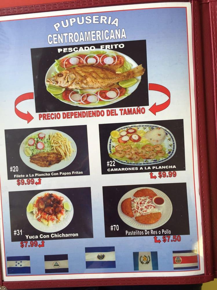 Menu at Pupuseria Centroamericana restaurant, Tampa