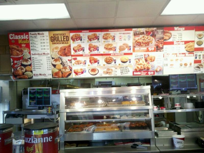 Menu at KFC fast food, Sumter, 1014 Broad St