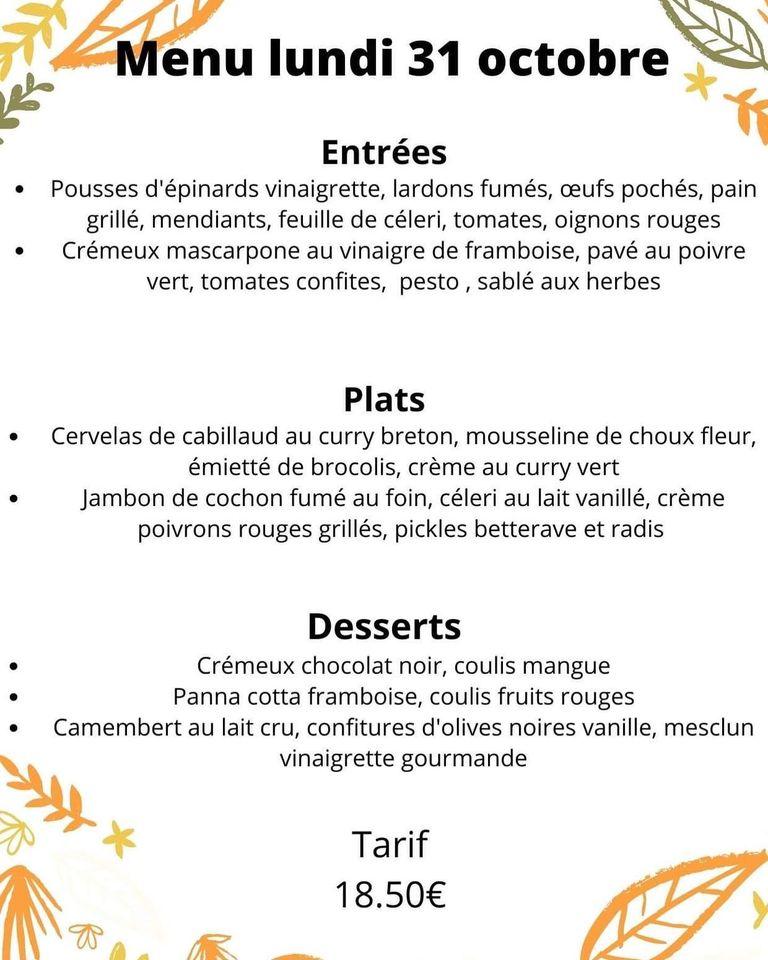 Menu au LE CONCEPT restaurant, Cigogné