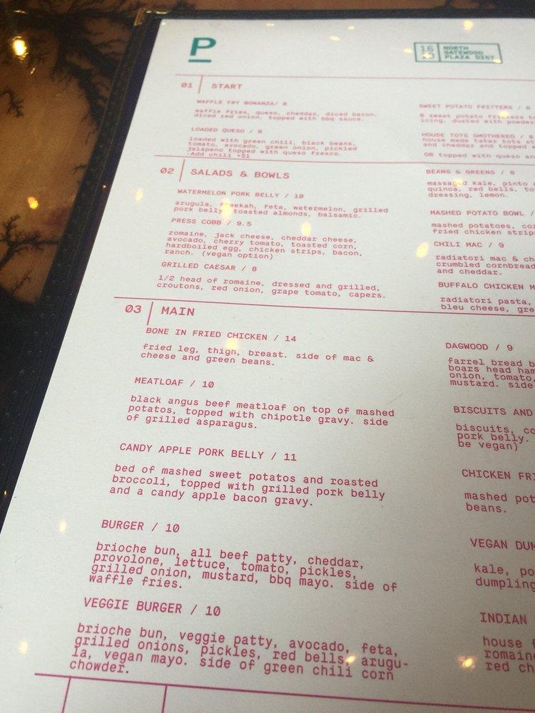 Menu at The Press pub & bar, Oklahoma City