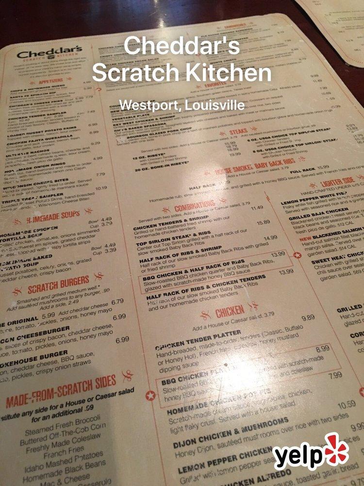 Menu at Cheddar's Scratch Kitchen restaurant, Louisville, Westport Rd