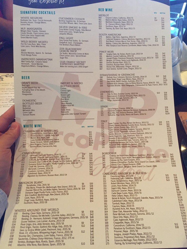 Menu at Marco Prime Steak & Seafood Restaurant, Marco Island