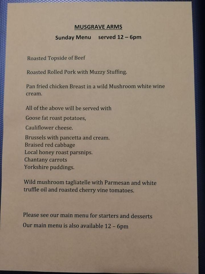 Menu at The Musgrave Arms pub & bar, Pirton