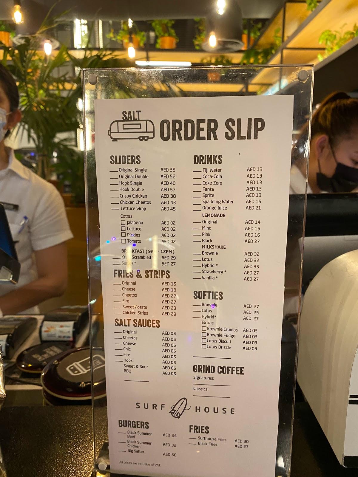 Menu at SALT - La Mer restaurant, Dubai, Shop 43