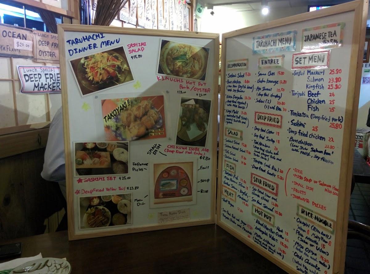 Menu at Taruhachi Bento restaurant, North Sydney