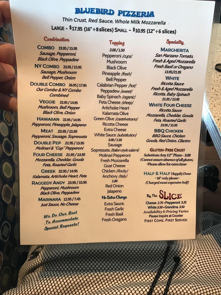 Menu at Bluebird Pizzeria, San Leandro