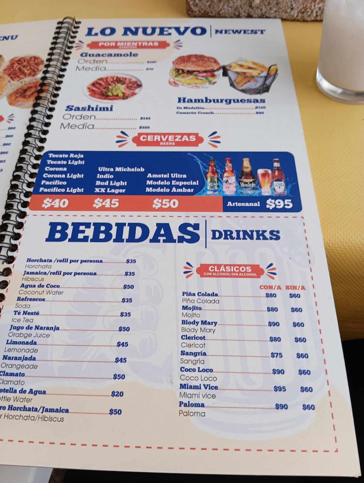 Menu at Los Claros restaurant, Cabo San Lucas, Ignacio Zaragoza