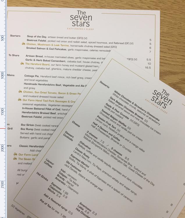 Menu at The Seven Stars pub & bar, Ledbury