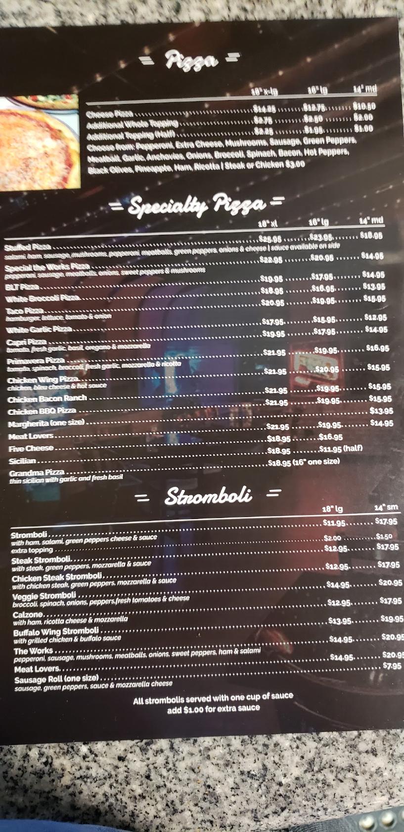 Menu at Two King's Pizzeria, Tamaqua, 272 Claremont Ave