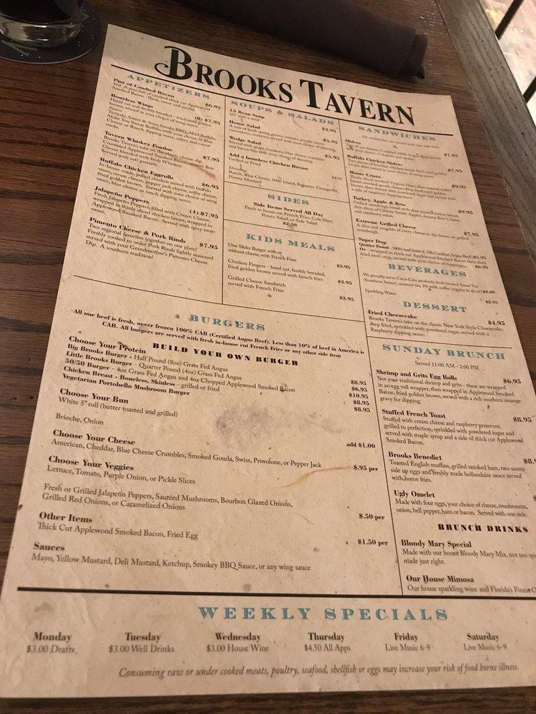 Menu at Brooks Tavern pub & bar, Hendersonville