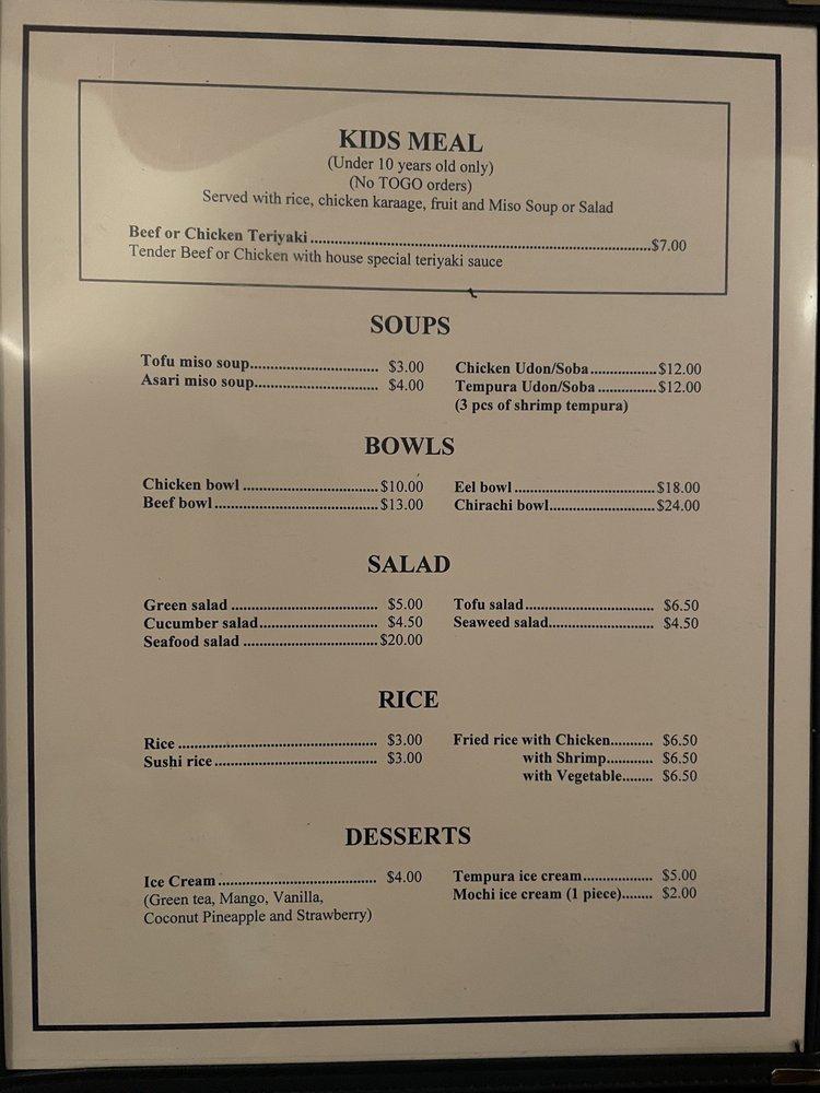 Carta del restaurante Gen Kai Sushi, Dana Point