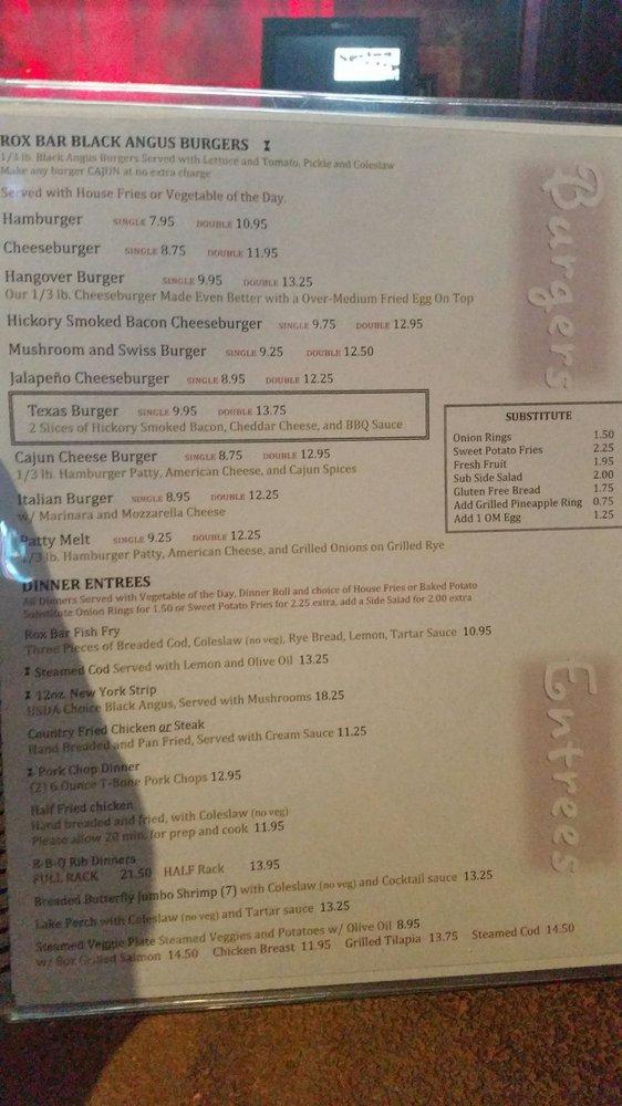 Menu at Rox Bar & Grille, Waukesha