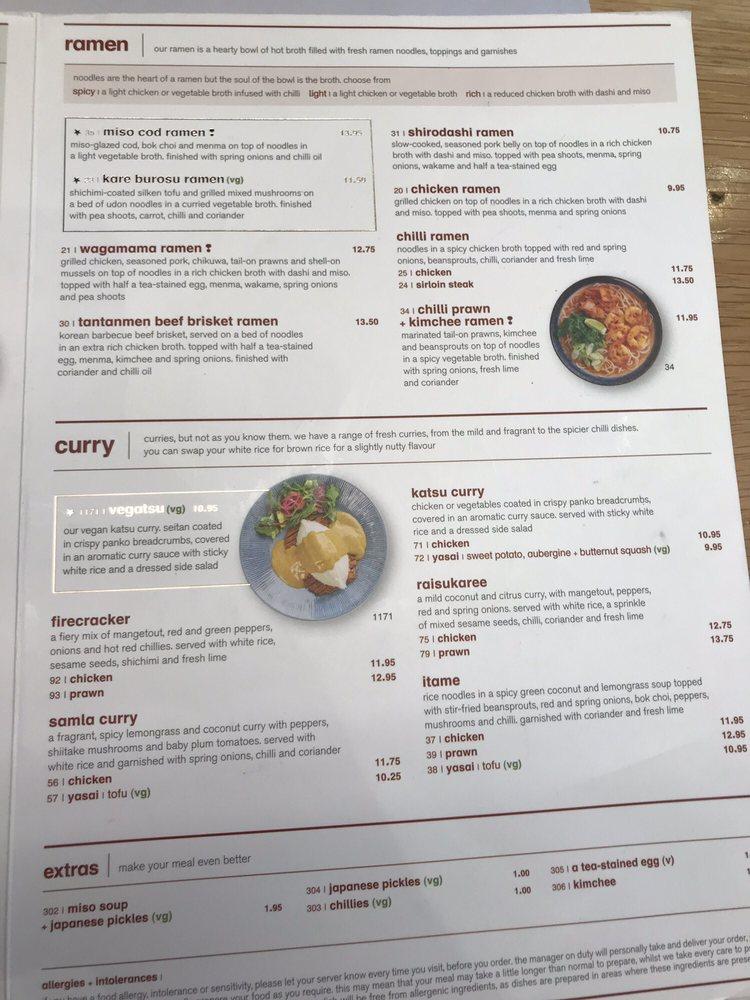 Menu at wagamama finchley road o2 centre restaurant, London, 02