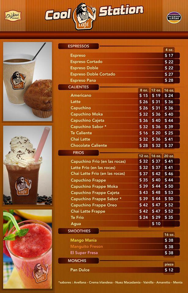 Menu at Cool Station Café, Cancún, Gasolineria Cumbres