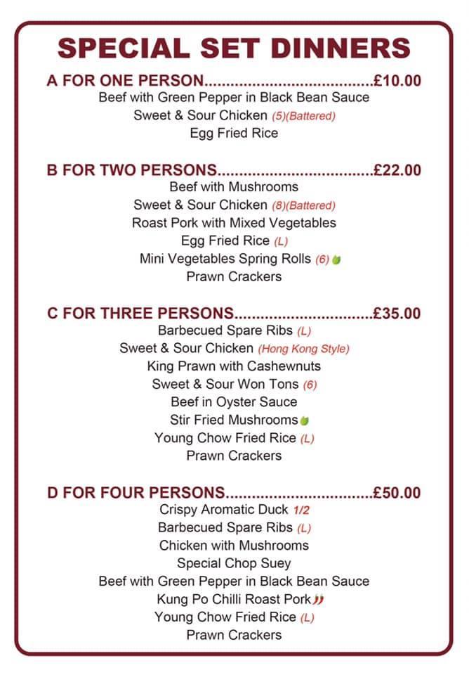 Menu at GOLDEN HOUSE Chinese Restaurant And Takeaway -, Minehead