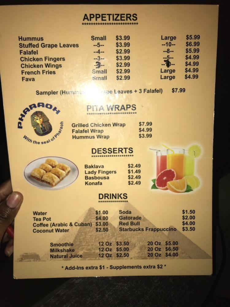 Menu at Pharaoh Hookah & Cigar Lounge pub & bar, Miami