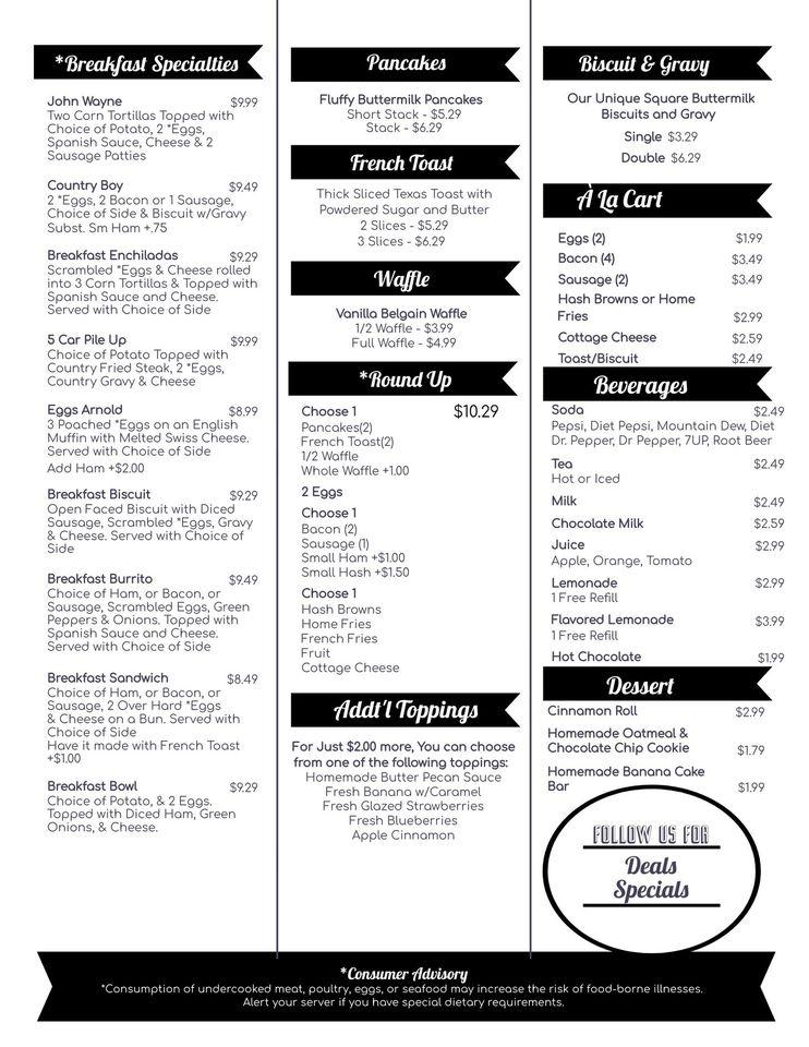 Menu at The Grille - Breakfast & Lunch restaurant, Ammon