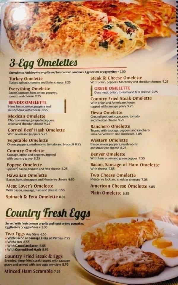 Menu at Bendix Restaurant Family Dining, South Bend, W Western Ave
