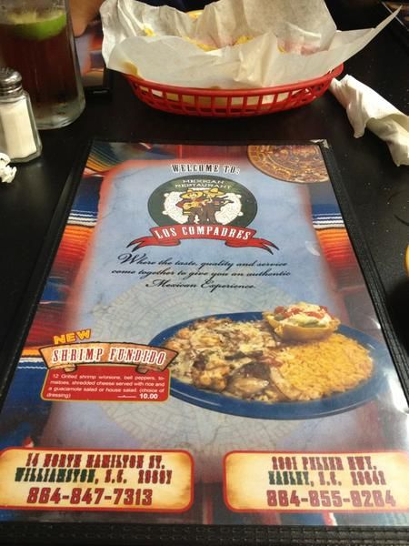 Menu at Los Compadres Mexican Restaurant, Easley, Pelzer Hwy