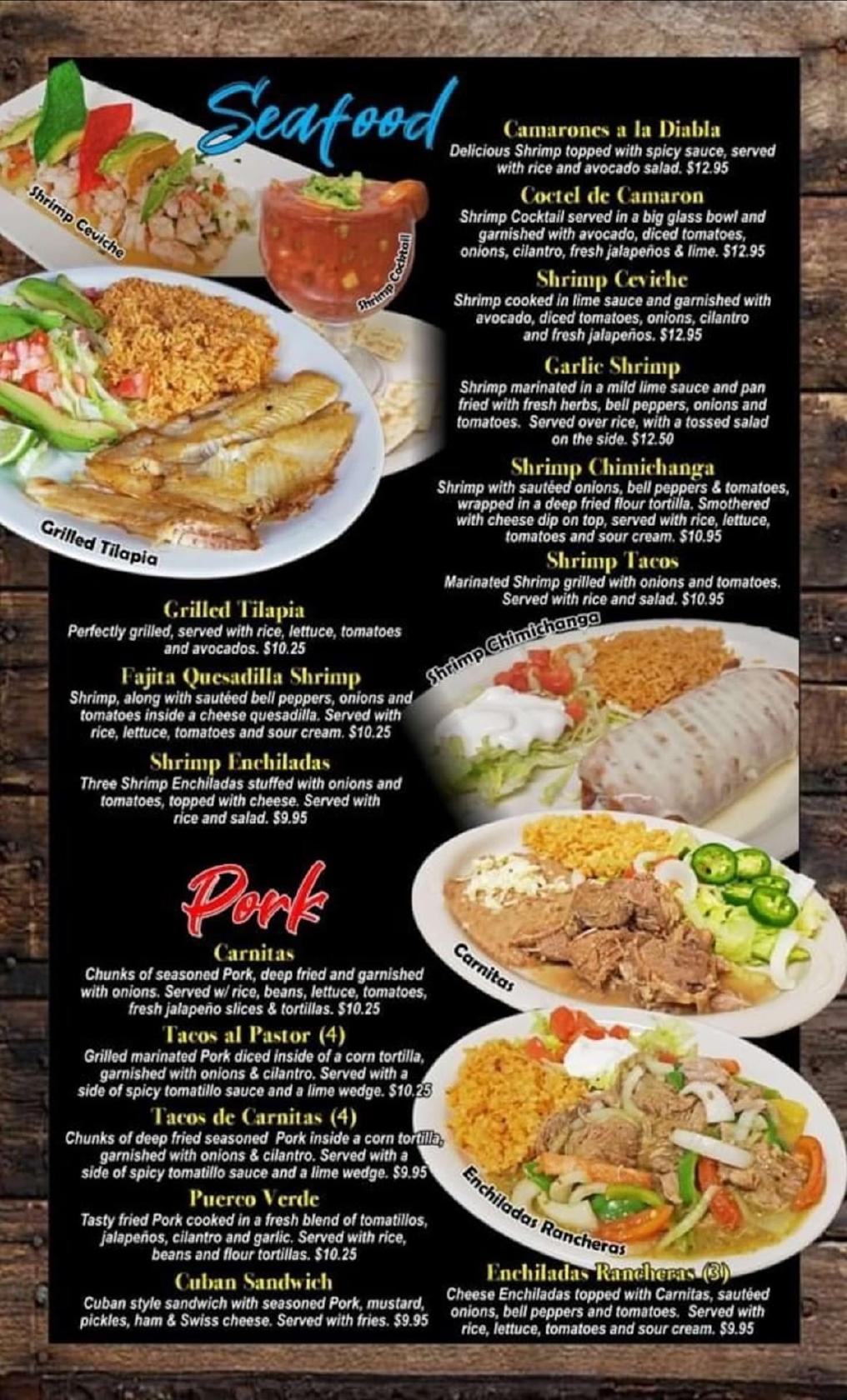 Menu at Los Maya's Prattville restaurant, Prattville