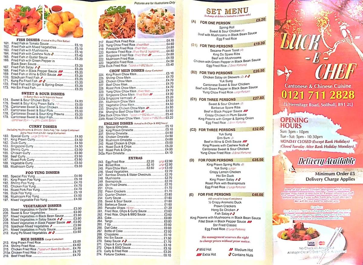 Menu at Luck E Chef fast food, Solihull