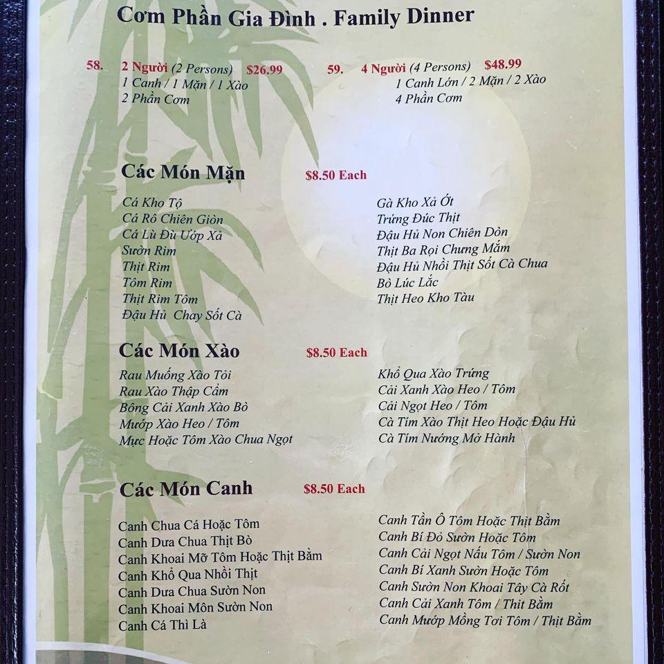 Menu at Mai's Kitchen restaurant, Westminster
