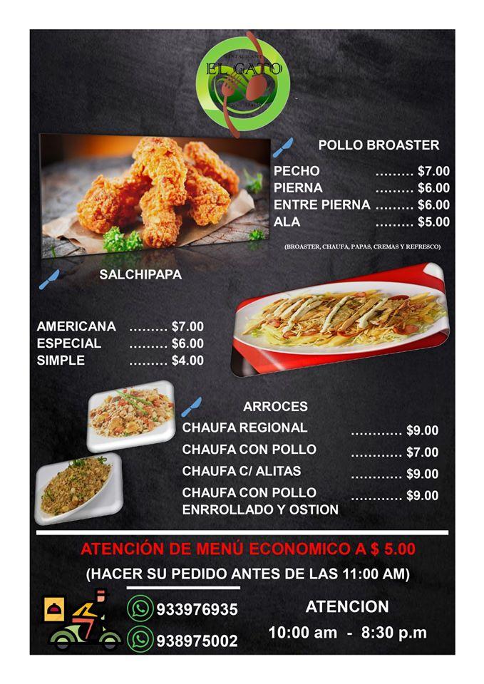Carta de Restaurant "El Gato", Peru
