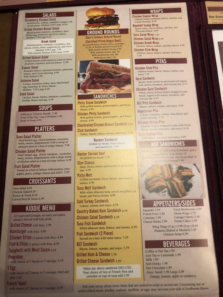 Menu at Alex's of Clinton Township restaurant, Charter Township of Clinton