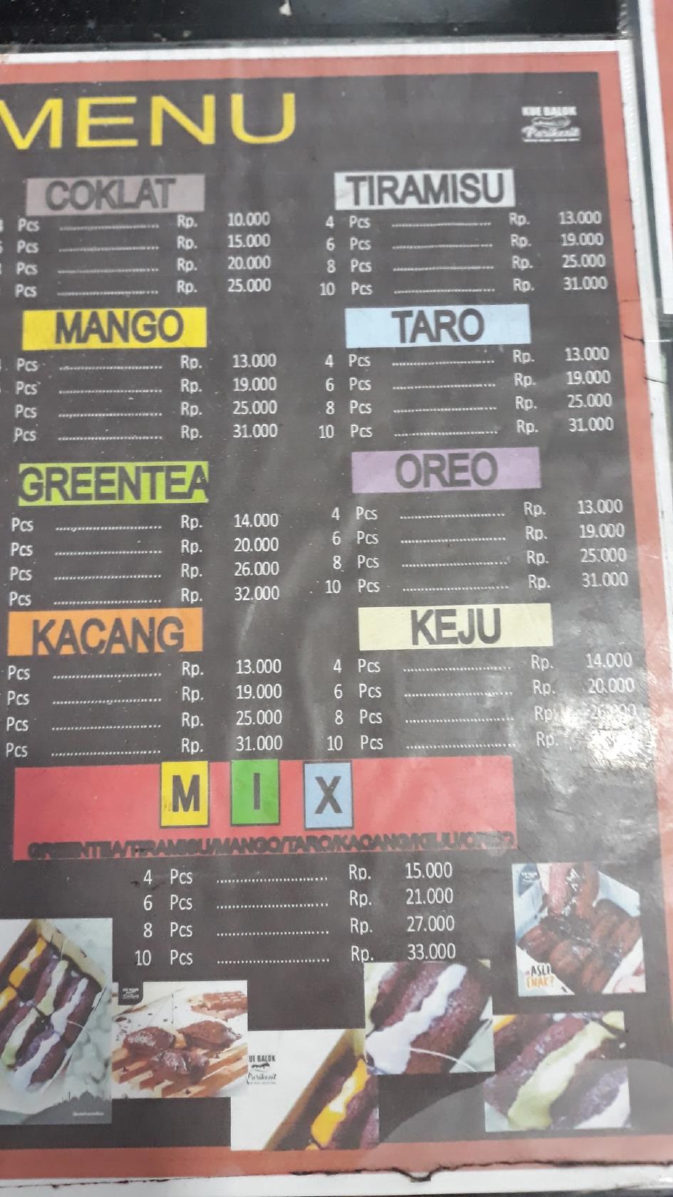 Menu at Kue Balok Parikesit Wonogiri restaurant, Wonogiri
